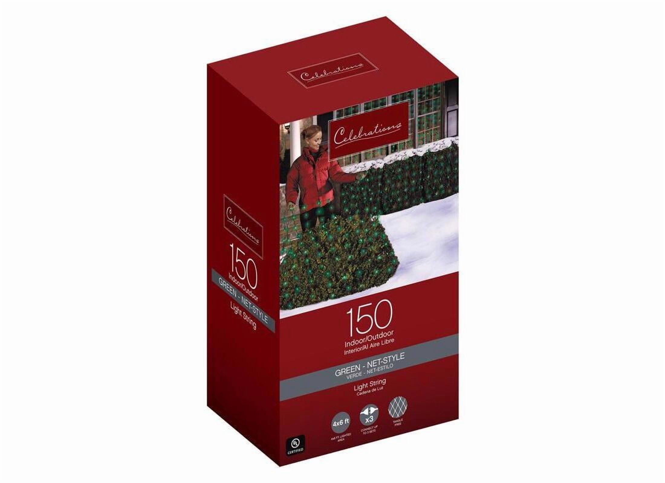 Celebrations Mini Christmas Net Light Set, 150 Green Lights, 4' L x 6 ...