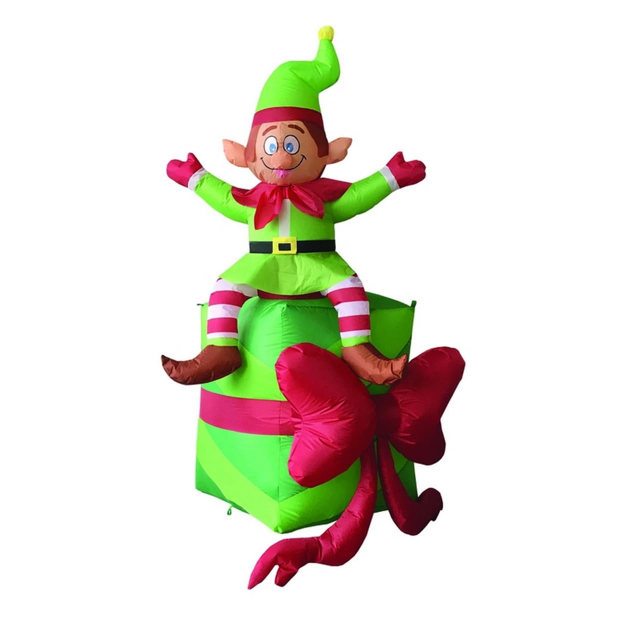 Celebrations 6 ft. Inflatable Elf with Presents - Walmart.com