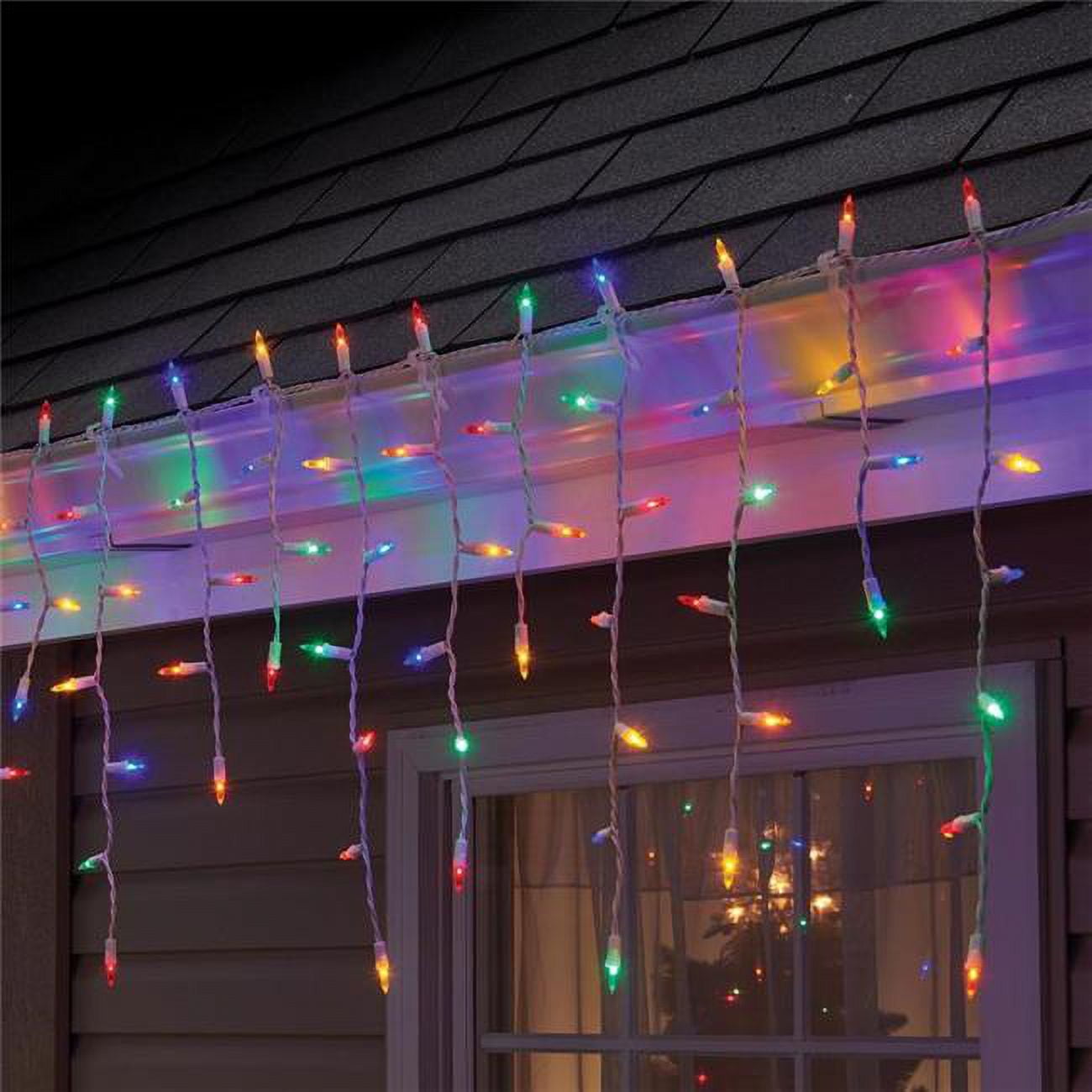 Celebrations 9086246 6 ft. LED Mini Icicle Christmas Lights, Multi ...