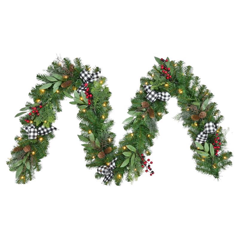 Celebrations 9086567 12 in. x 9 ft. LED Prelit Decorated Garland, Warm ...
