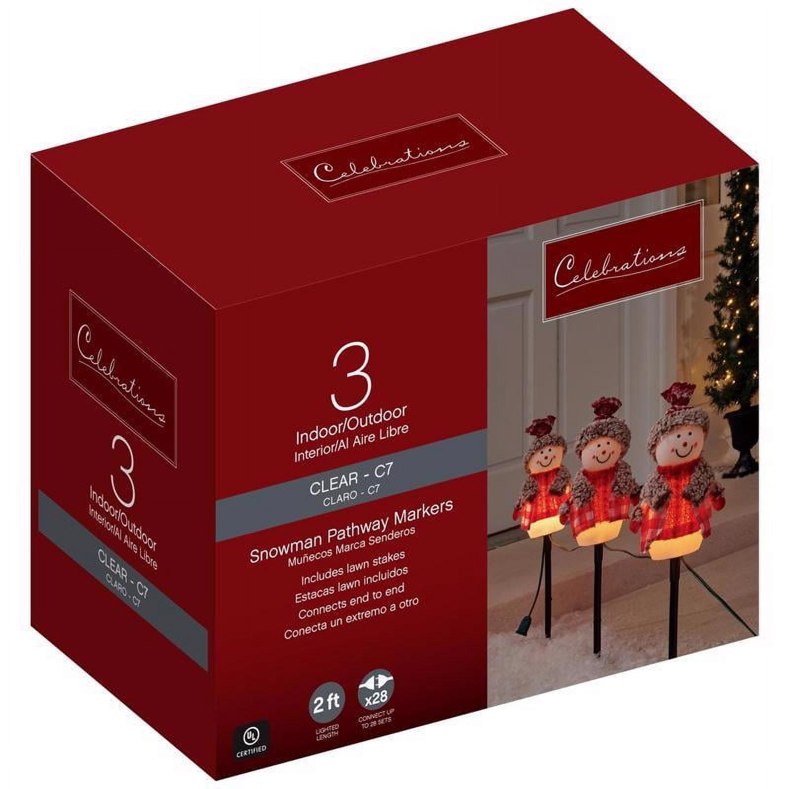 Celebrations Incandescent Clear Snowman 24 in. Pathway Decor - Walmart.com