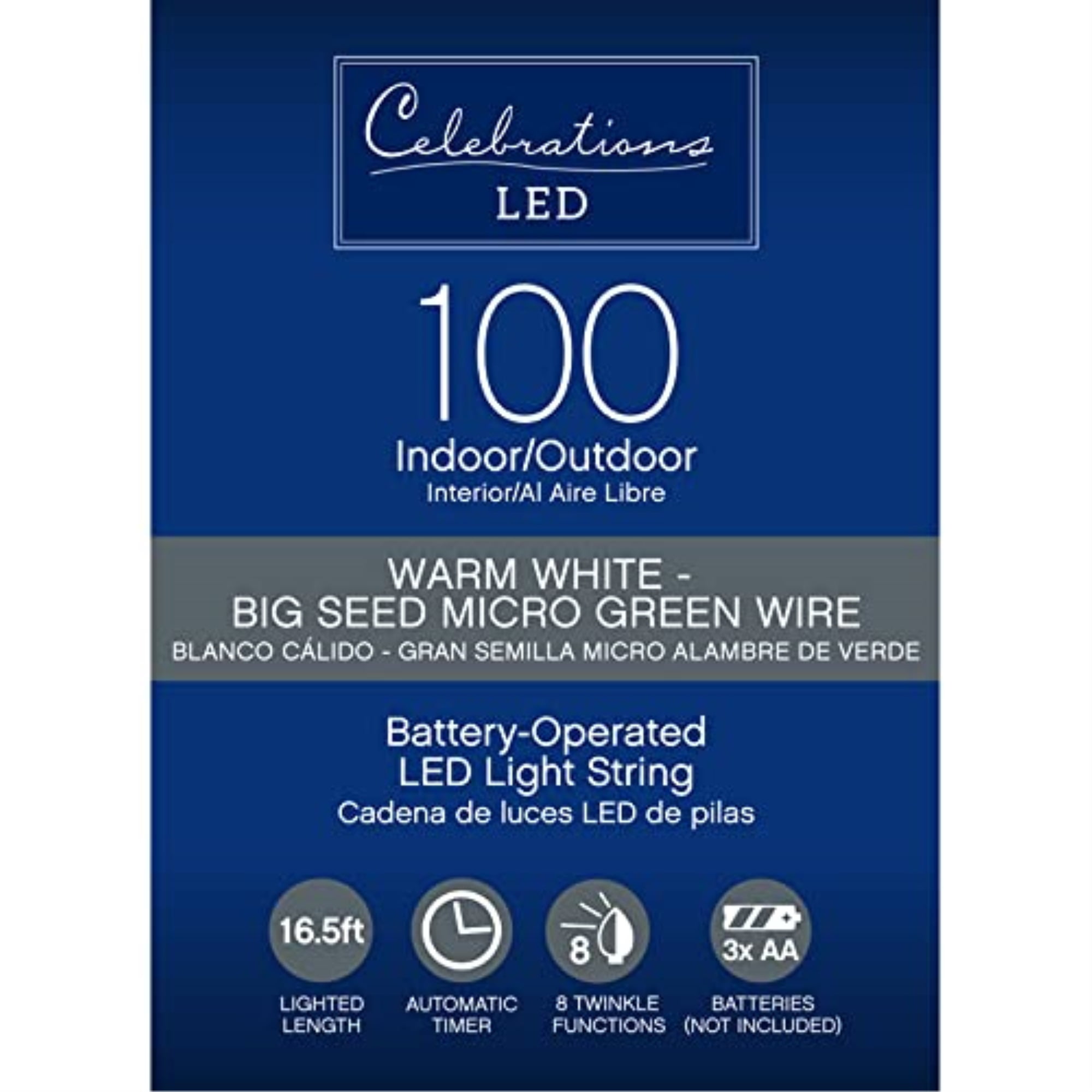 Celebrations LED Micro Dot/Fairy Clear/Warm White 100 ct String ...