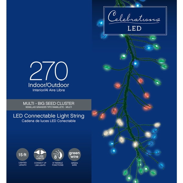 Celebrations LED Micro Dot/Fairy Multicolored 270 ct String Christmas ...