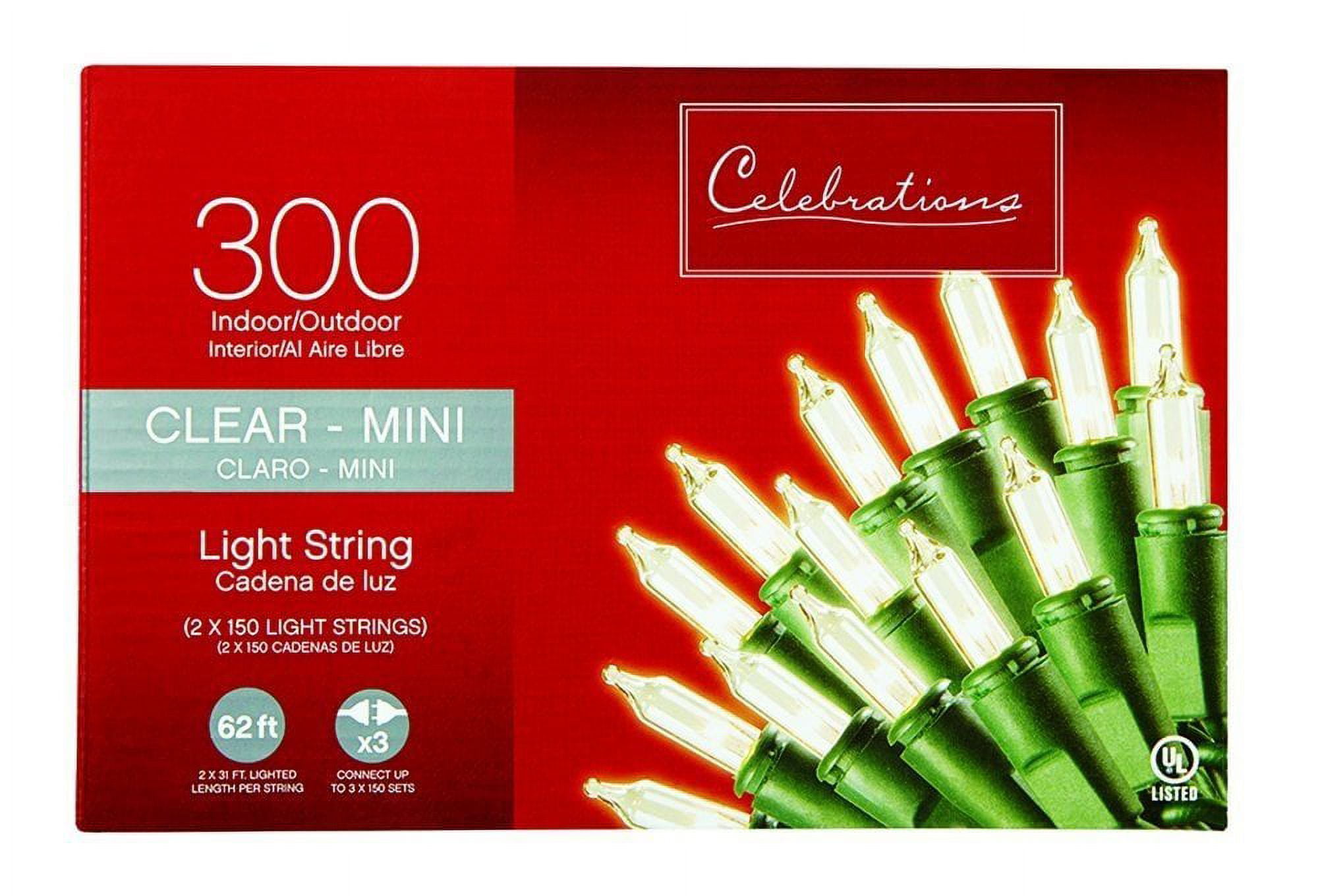 Celebrations Mini Light Set 300 Count Clear Bulbs 31' Ul Bulb Ace No ...
