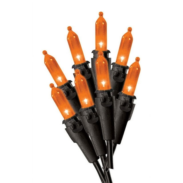 Celebrations Mini Strand Decorative Black Wire 50 ct Orange LED String ...