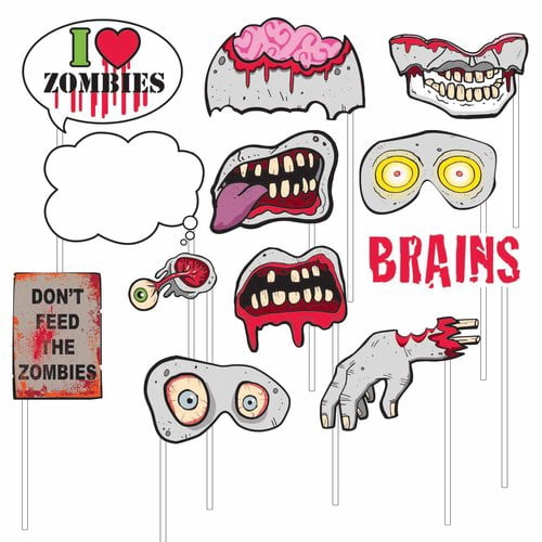 Celebrations Photo Booth Props 12ct Zombie - Walmart.com