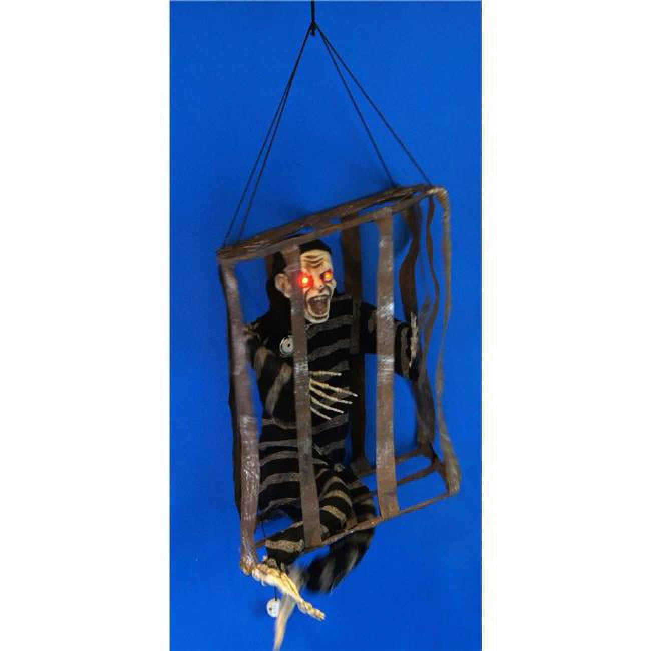 Celebrations Red 14.57 in. Prelit Hanging Skeleton in Jail Hanging ...
