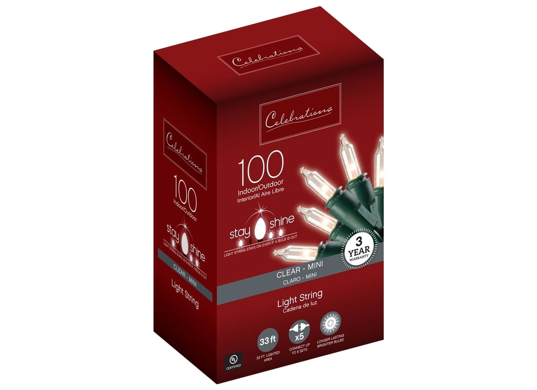Celebrations Stay Shine Incandescent Mini Clear/Warm White 100 ct ...