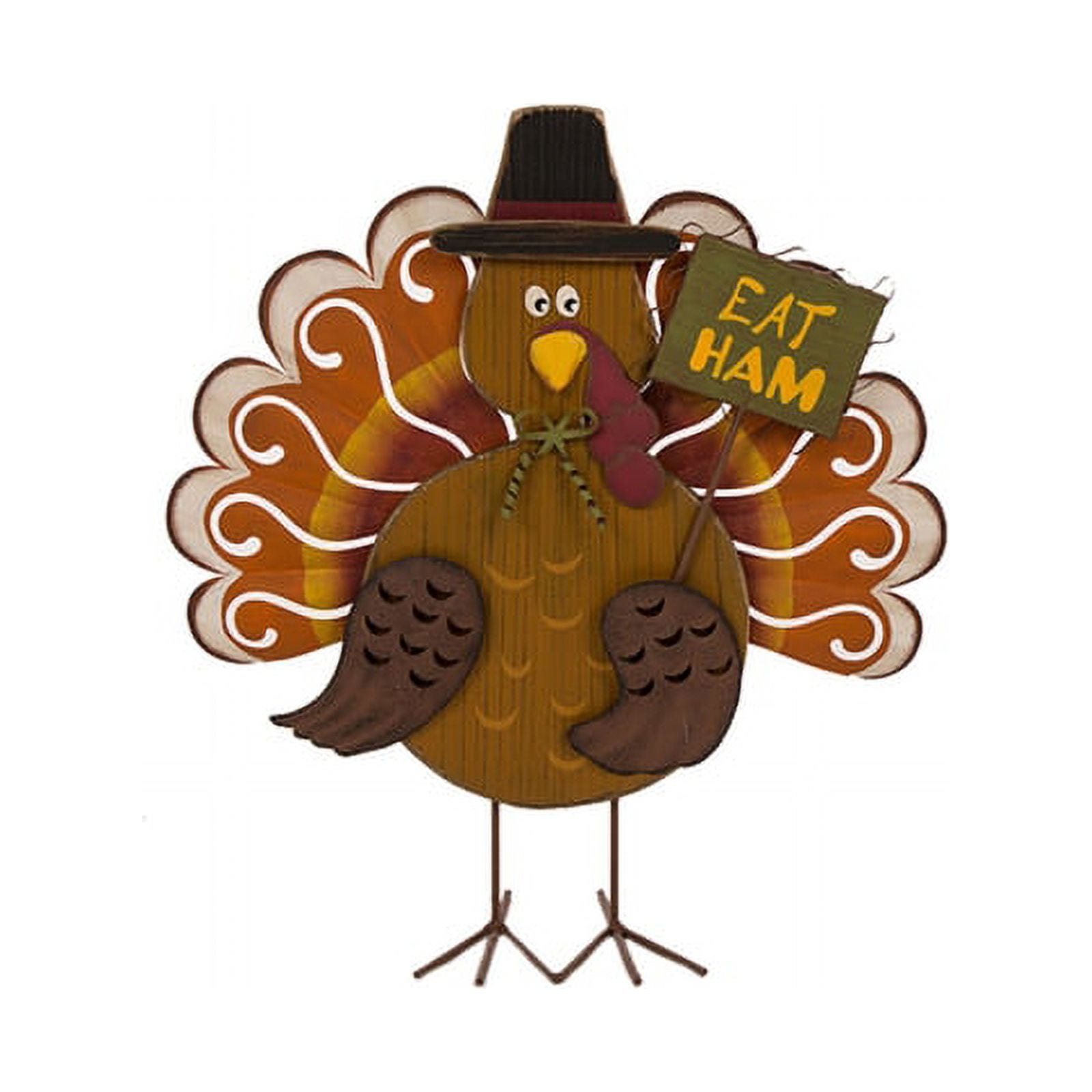 Celebrations Turkey Eat Ham Sign Fall Decoration 18.03 in. H x 5.98 in ...