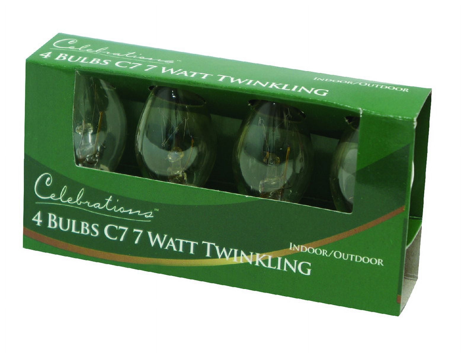 Celebrations Christmas C7 Clear Twinkle Replacement Bulbs, Incandescent ...