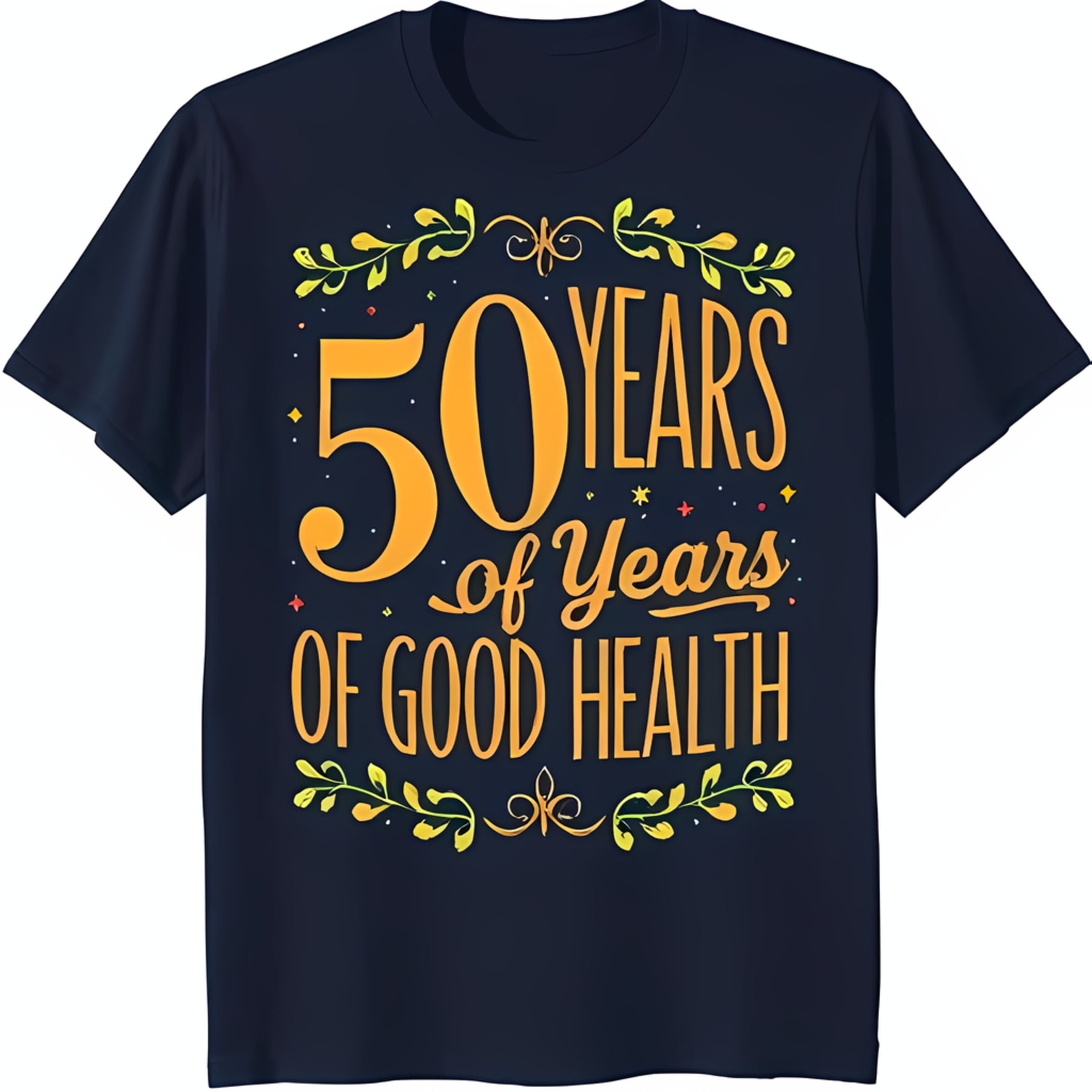 Celebratory Black T-Shirt with Floral Design & '50 Years of Good ...