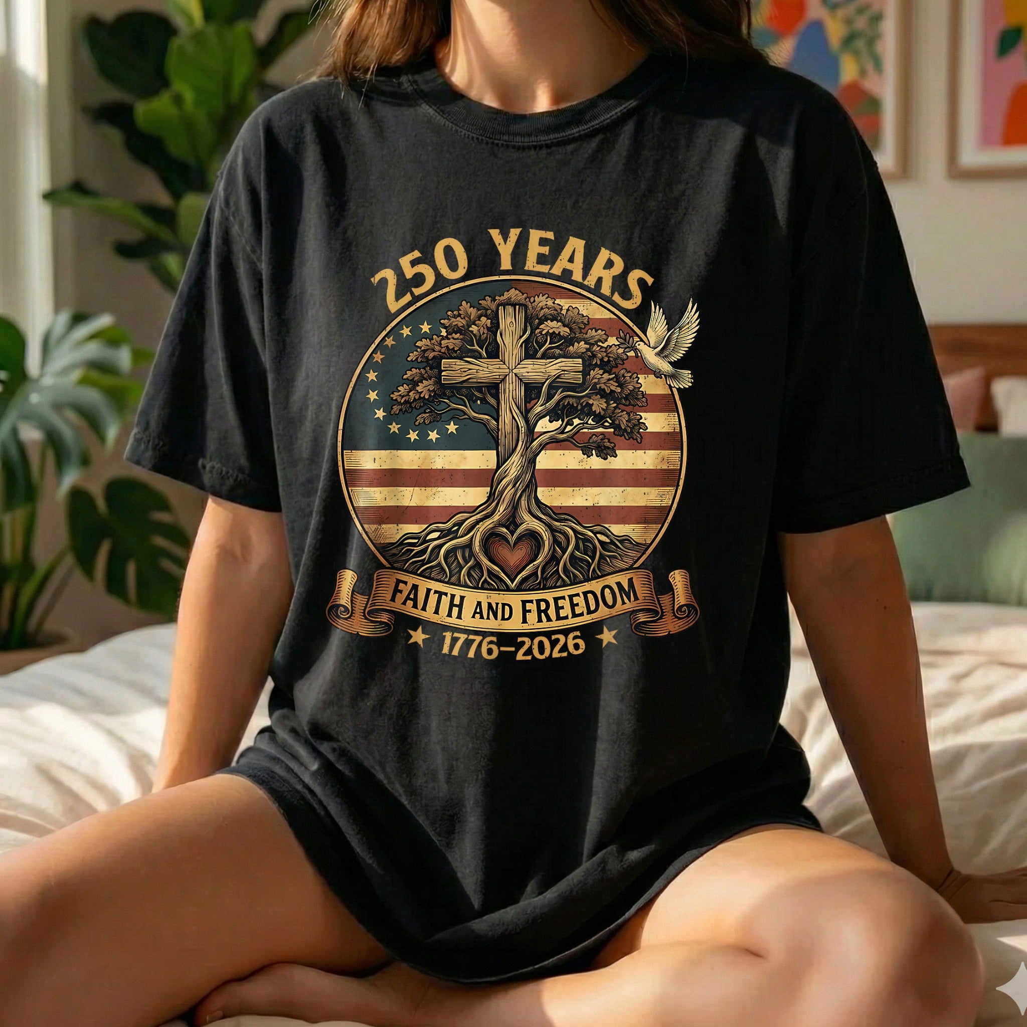 Celebratory Tree Design Comfort Colors T-Shirt for 250 Years of Faith ...