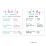 Celebrity Name Game Team Pink/Blue Gender Reveal Baby Shower Games , 20 ...