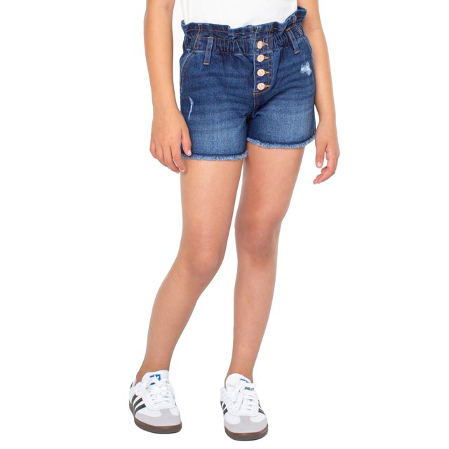 Celebrity Pink Girls Ultra High-Rise Distressed Denim Shorts with ...