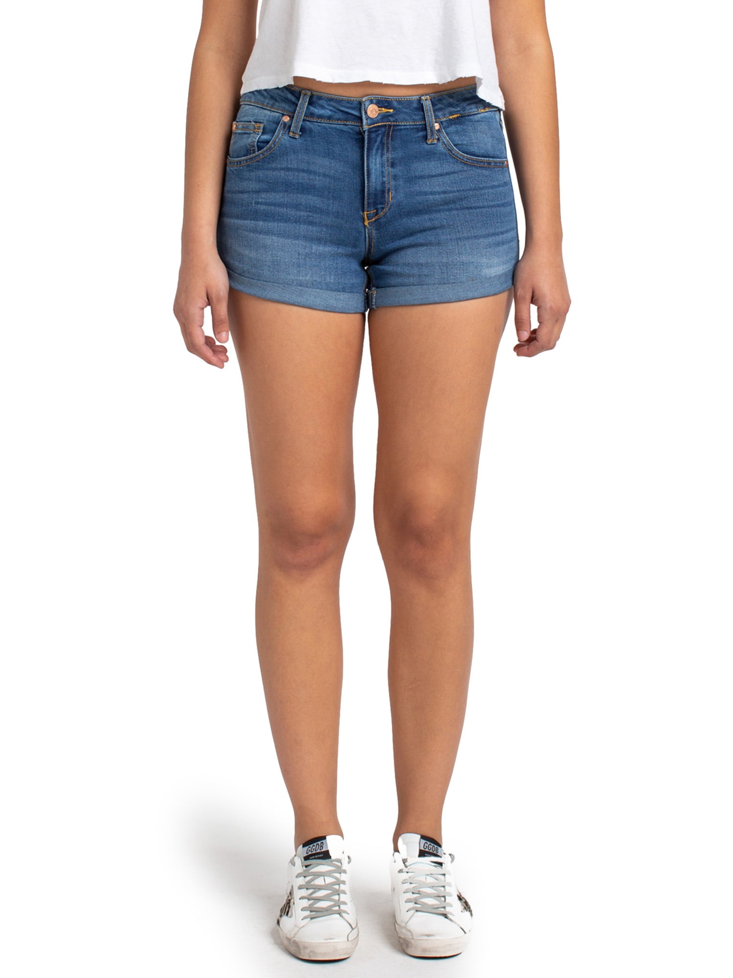 Celebrity Pink Juniors’ Mid-Rise Roll Cuff Shorts - Walmart.com