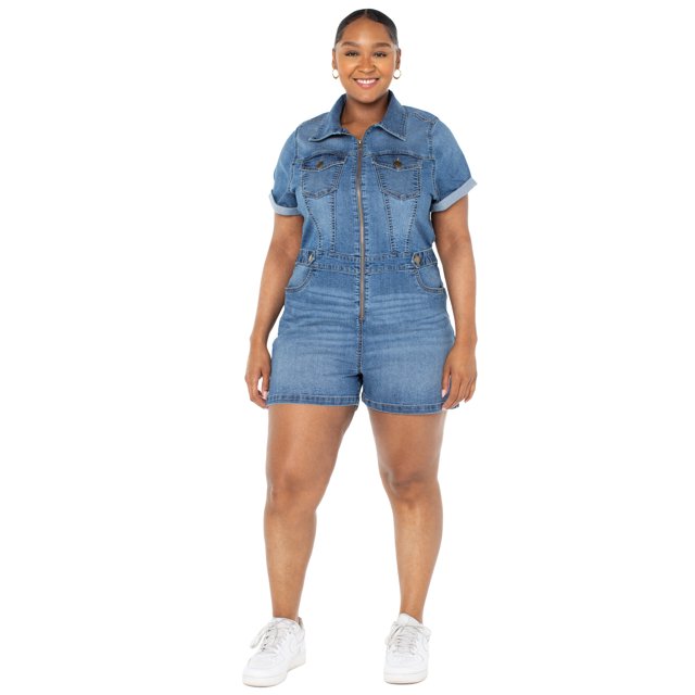 Celebrity Pink Juniors Plus Cinched Waist Romper - Walmart.com
