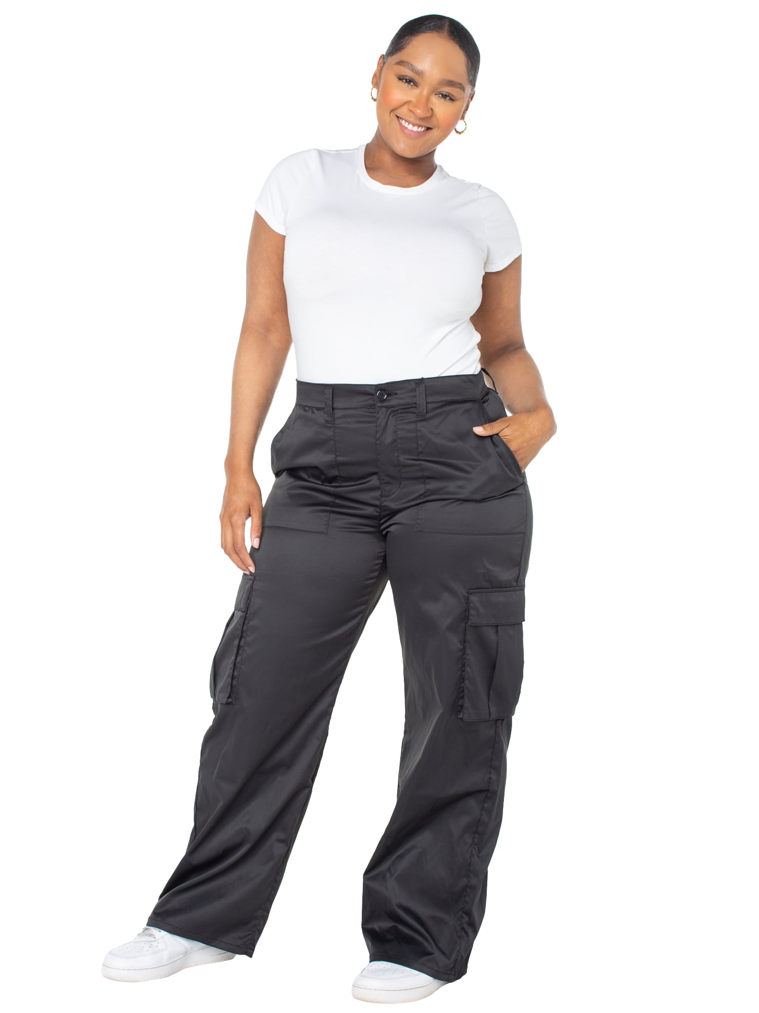 Celebrity Pink High Rise Wide Leg Cargo Pants - Walmart.com