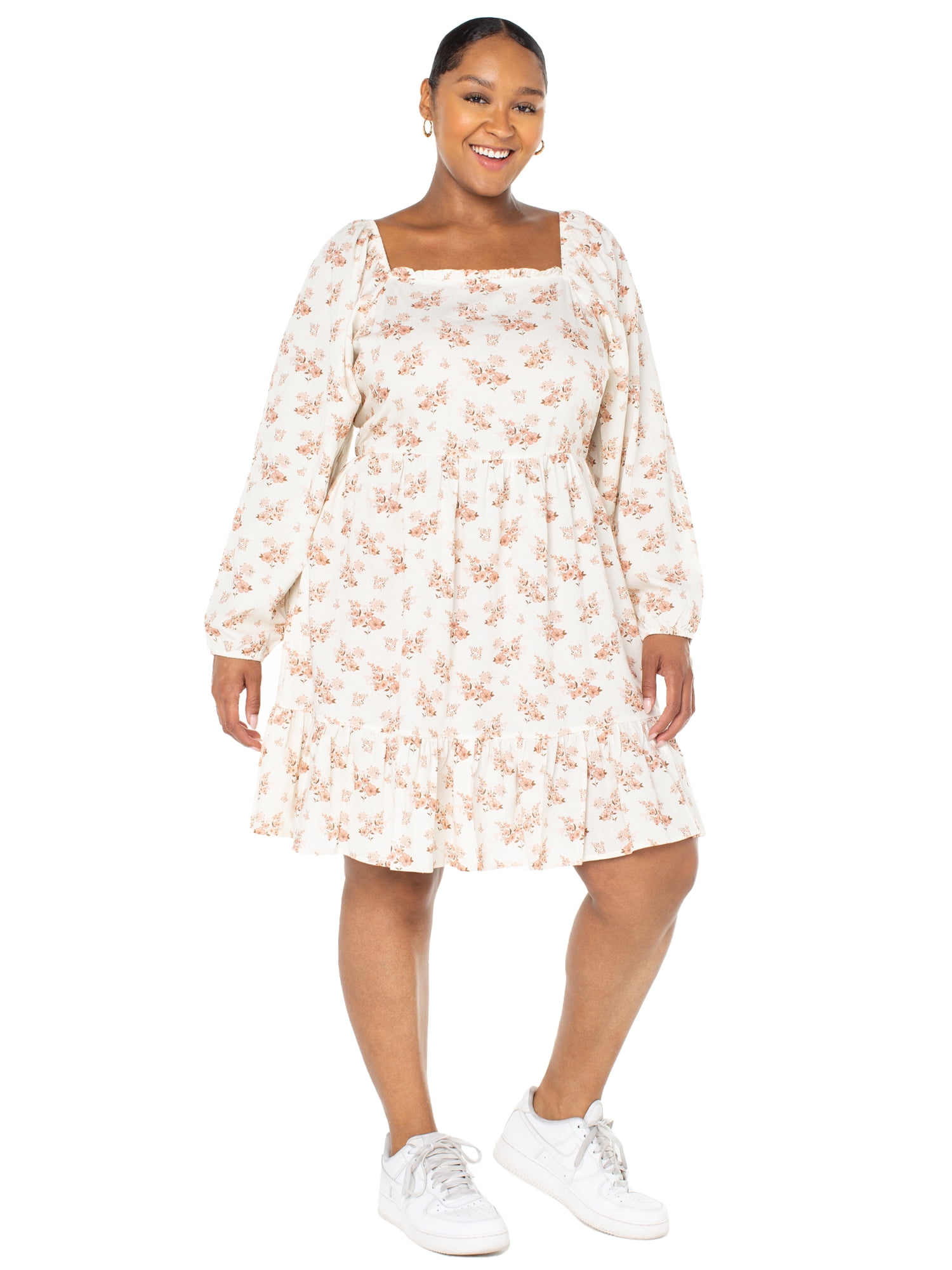 Celebrity Pink Women's Plus Long Sleeve Smocked Tiered Dress (Sizes 1X ...