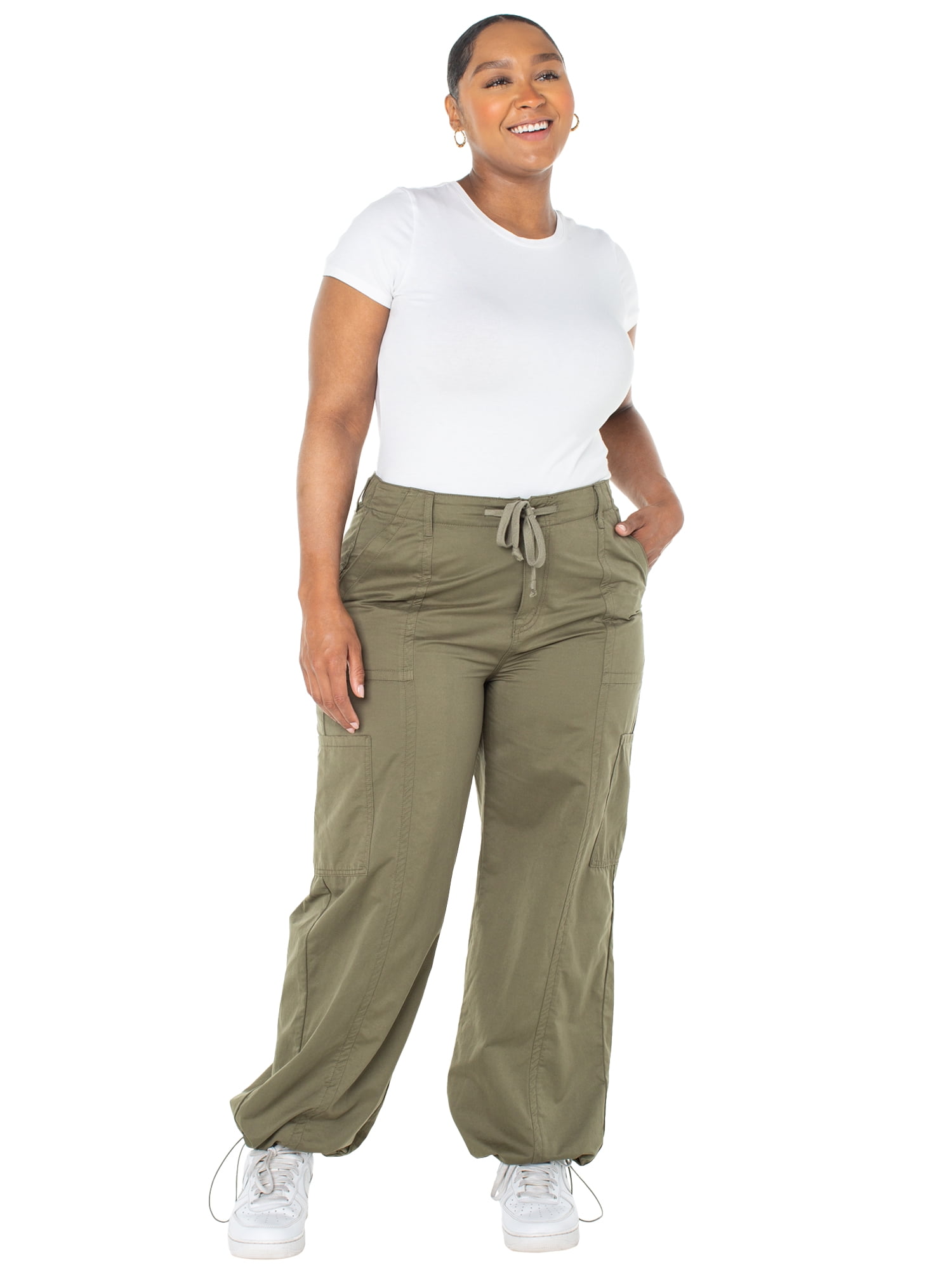 Celebrity Pink Women's and Women's Plus Wide Leg Parachute Pants, Sizes ...