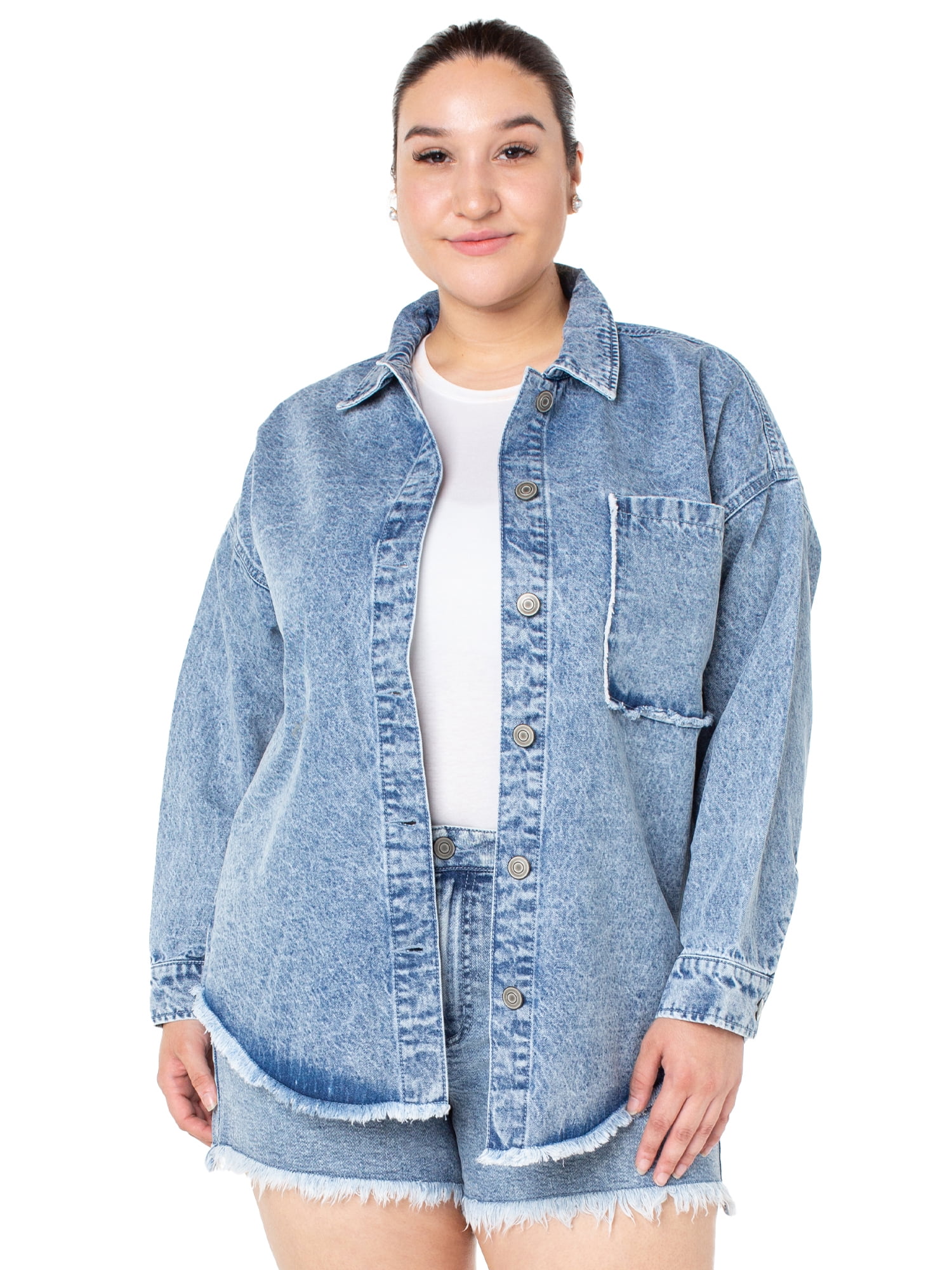 Celebrity Pink Juniors and Juniors Plus Shacket, Sizes XS-3X - Walmart.com