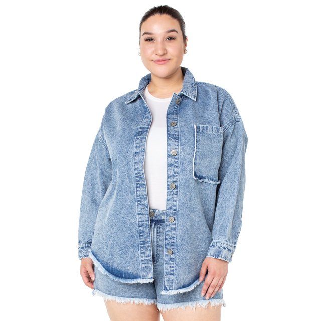 Celebrity Pink Juniors and Juniors Plus Shacket, Sizes XS-3X - Walmart ...