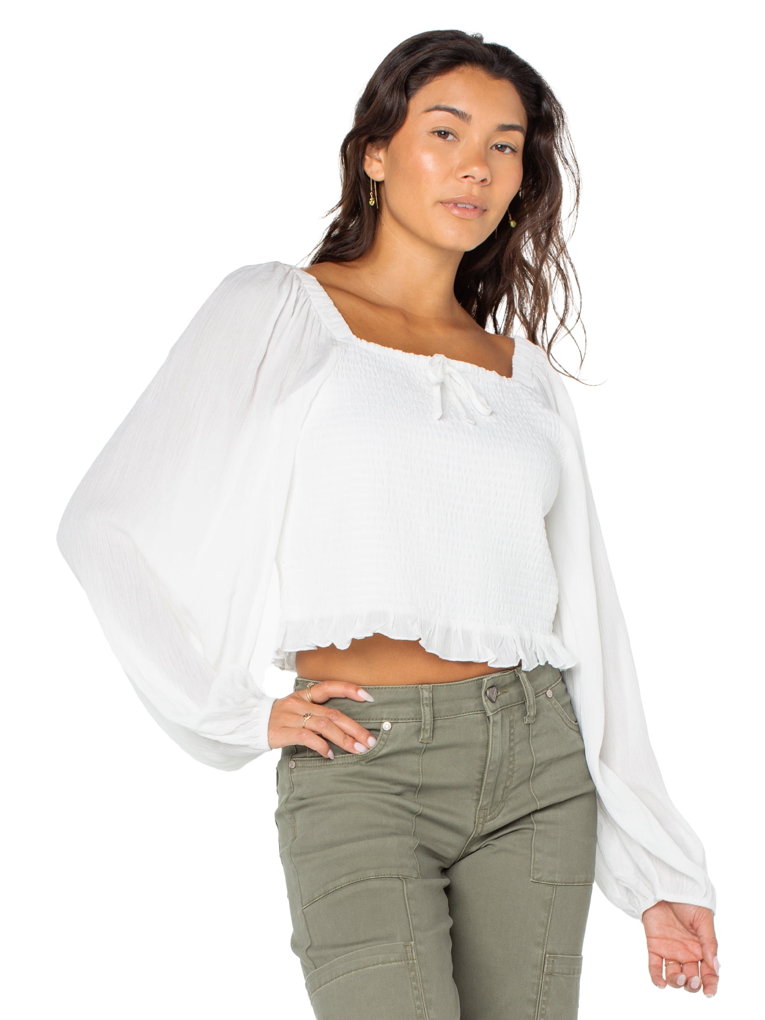 Celebrity Pink Smocked Peasant Top for Women - Walmart.com