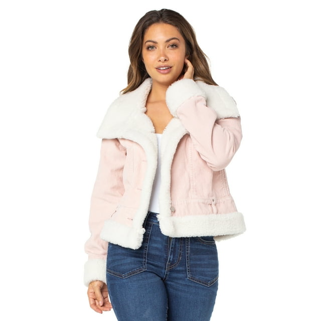 Celebrity Pink Women's Faux Sherpa Jacket, Sizes XS-3X - Walmart.com