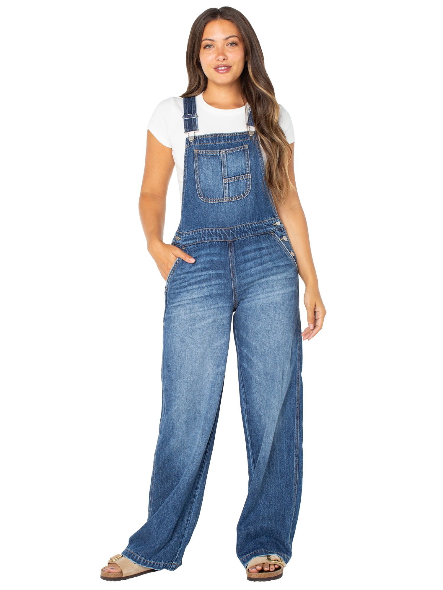 Celebrity Pink Women's Wide Leg Overalls, Sizes XS-XXXL - Walmart.com