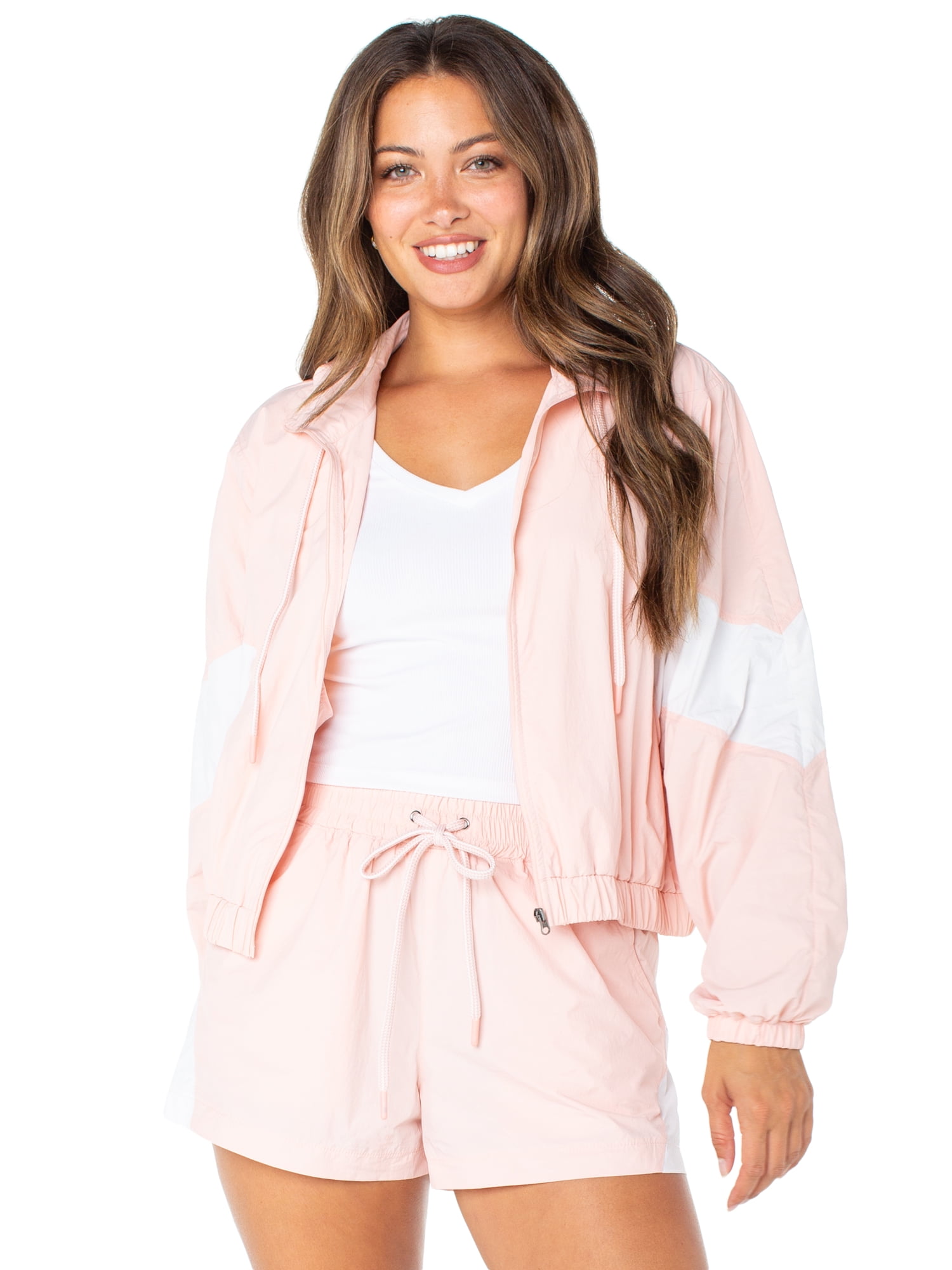 Celebrity Pink Women's Zip Front Hooded Windbreaker Jacket, Sizes XS ...