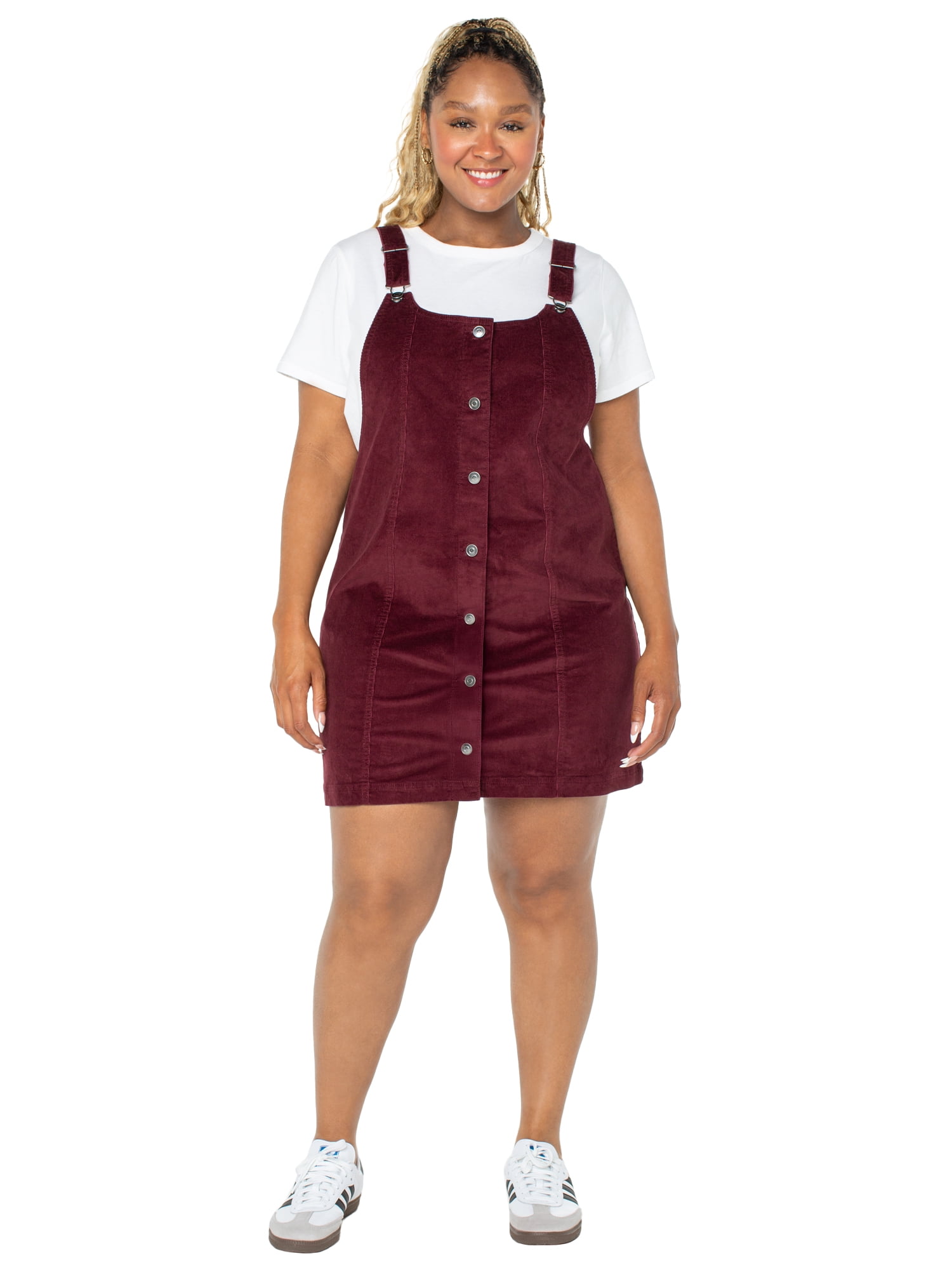 Celebrity Pink Women's and Women's Plus Corduroy Pinafore Mini Dress ...