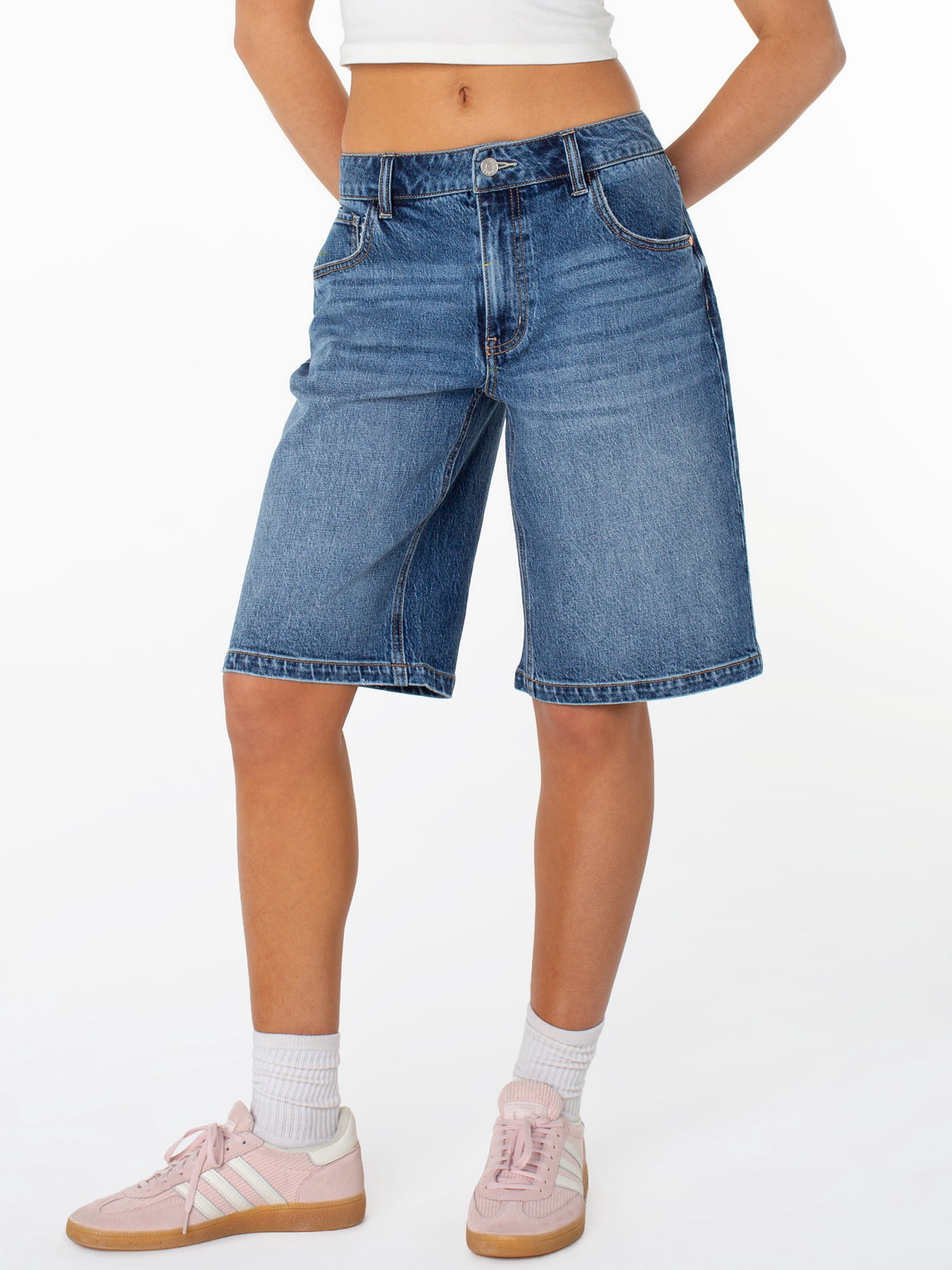 Celebrity Pink Women's and Women's Plus Relaxed Denim Jorts, Sizes XS ...