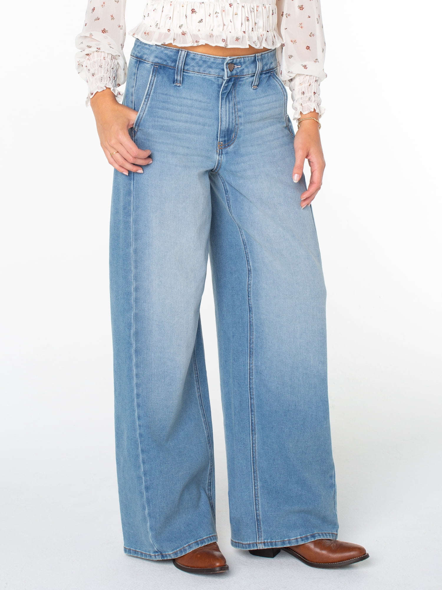 Celebrity Pink Women's and Women's Plus Wide Leg Jeans, Sizes 1-24 ...