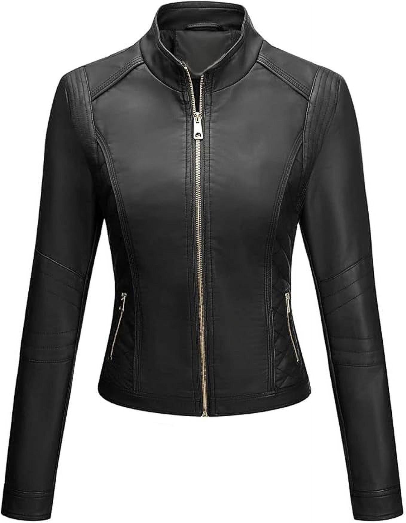 Celebrity Women's Black Lambskin Leather Jacket Motorcycle Slim Fit ...
