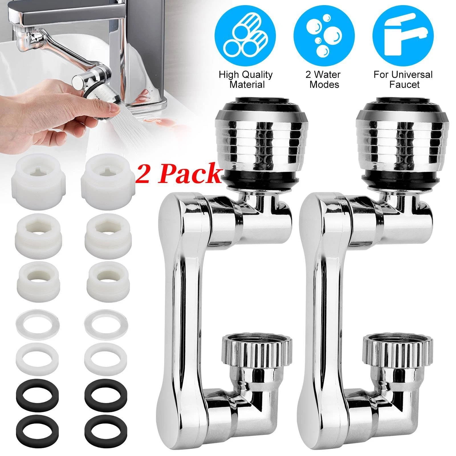Celectigo 1080° Swivel Faucet Extenders with Robotic Arm, Dual Water ...