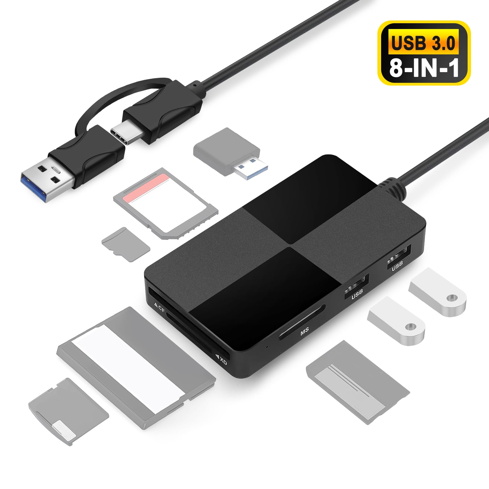 Celectigo 8-in-1 USB-C & USB 3.0 Multi Card Reader Hub, High-Speed ...