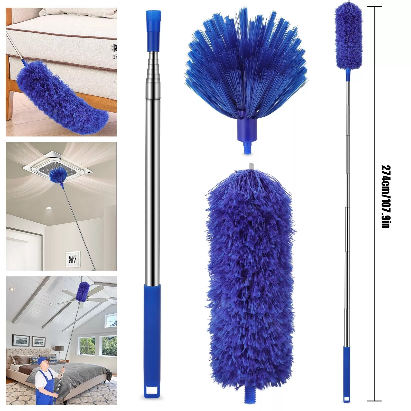 Celectigo Ceiling Fan Duster with Extension Pole, Microfiber & Cobweb ...