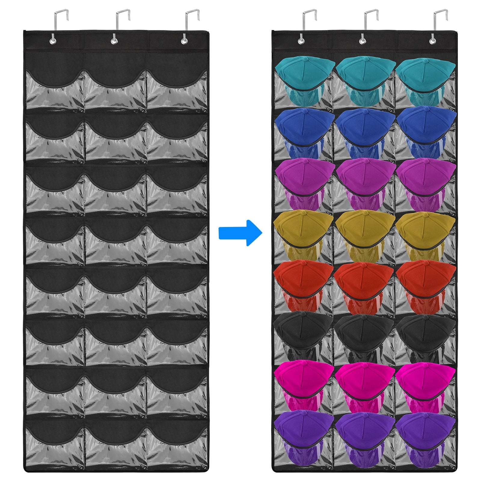 Celectigo Hat Organizer Racks for Baseball Caps,Clear Pockets hat rack ...