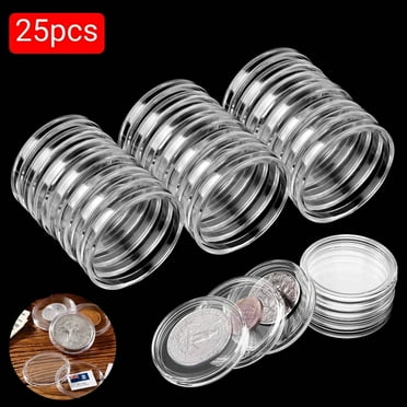 CELECTIGO 38mm Coin Holder Capsules, Clear Round Plastic Coin Container ...