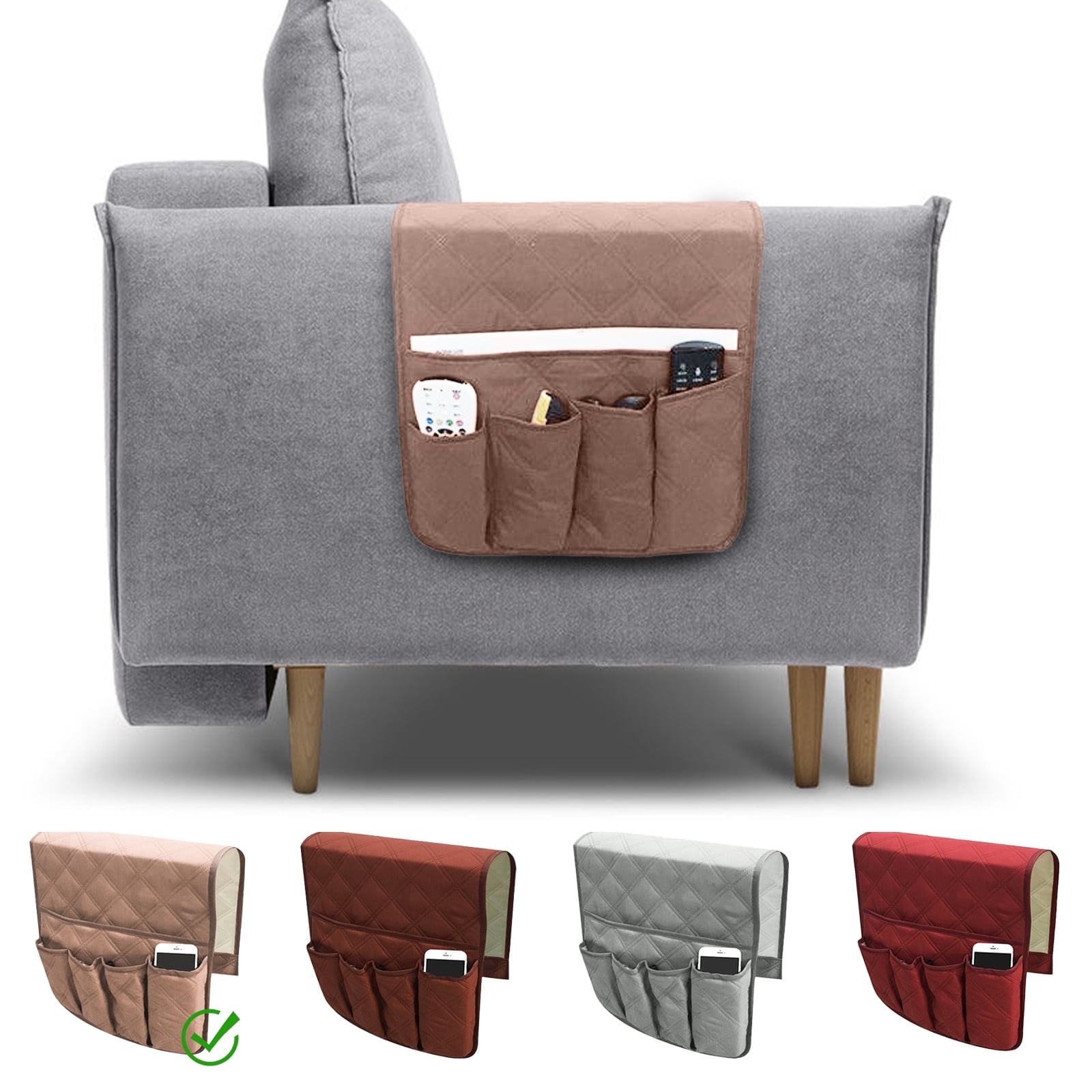 Celectigo Beige 5-Pocket Sofa Armrest Organizer, Remote Holder, Tablet ...