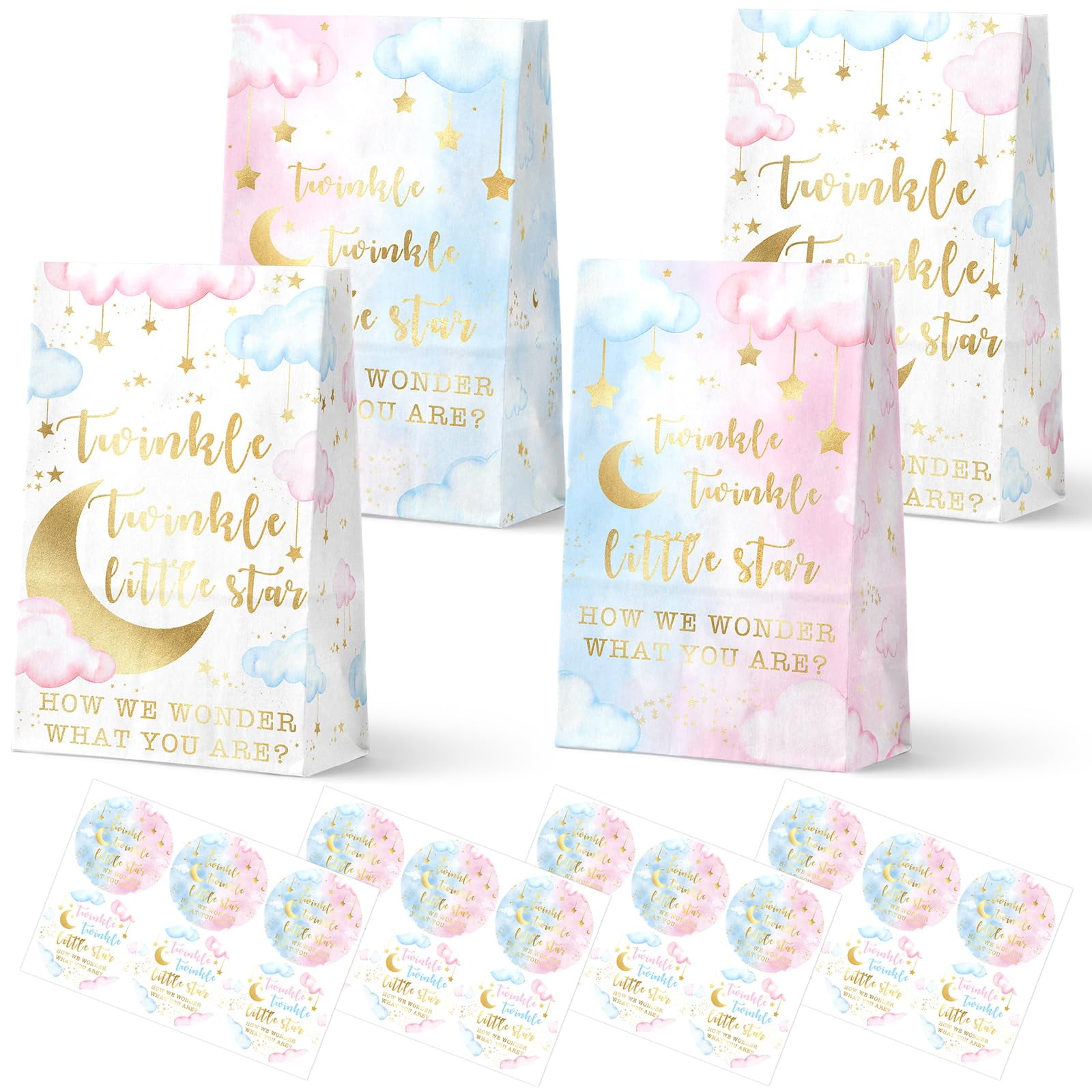 Celee 24-Pack Twinkle Twinkle Little Star Goodie Bags with Stickers ...