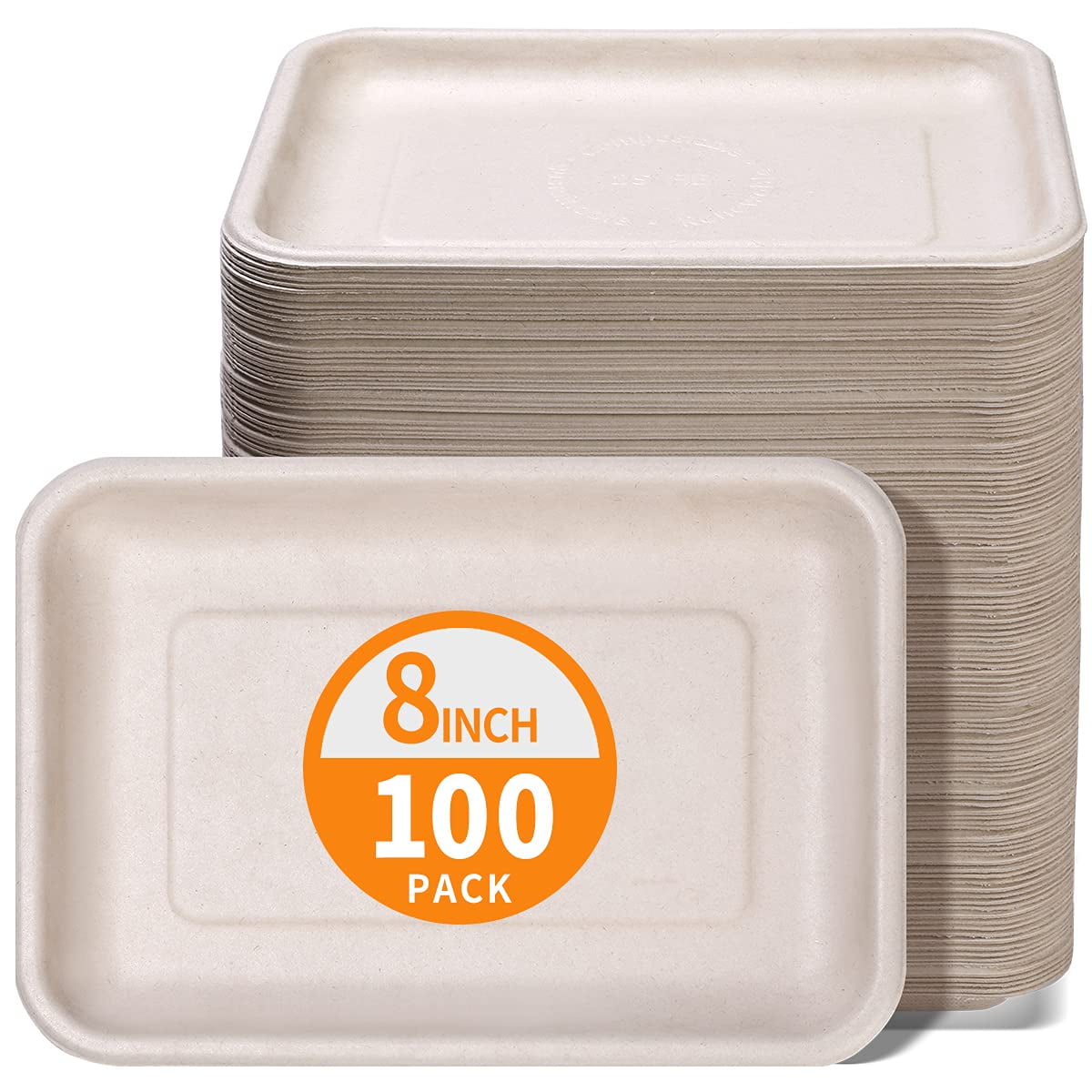 Celel 100 Pack 8 BDF32 Inch Rectangle Paper Plates, Bend-Resist 8 x 6 ...