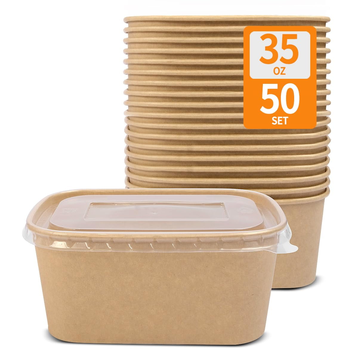 Celel 50 Pack 35 DEF29 oz Paper Food Containers with Lids, Paper Meal ...