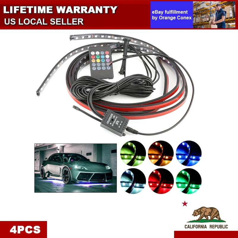 Celepoir 4 Pcs RGB 48 LED Strip Under Car Tube Underglow Underbody ...