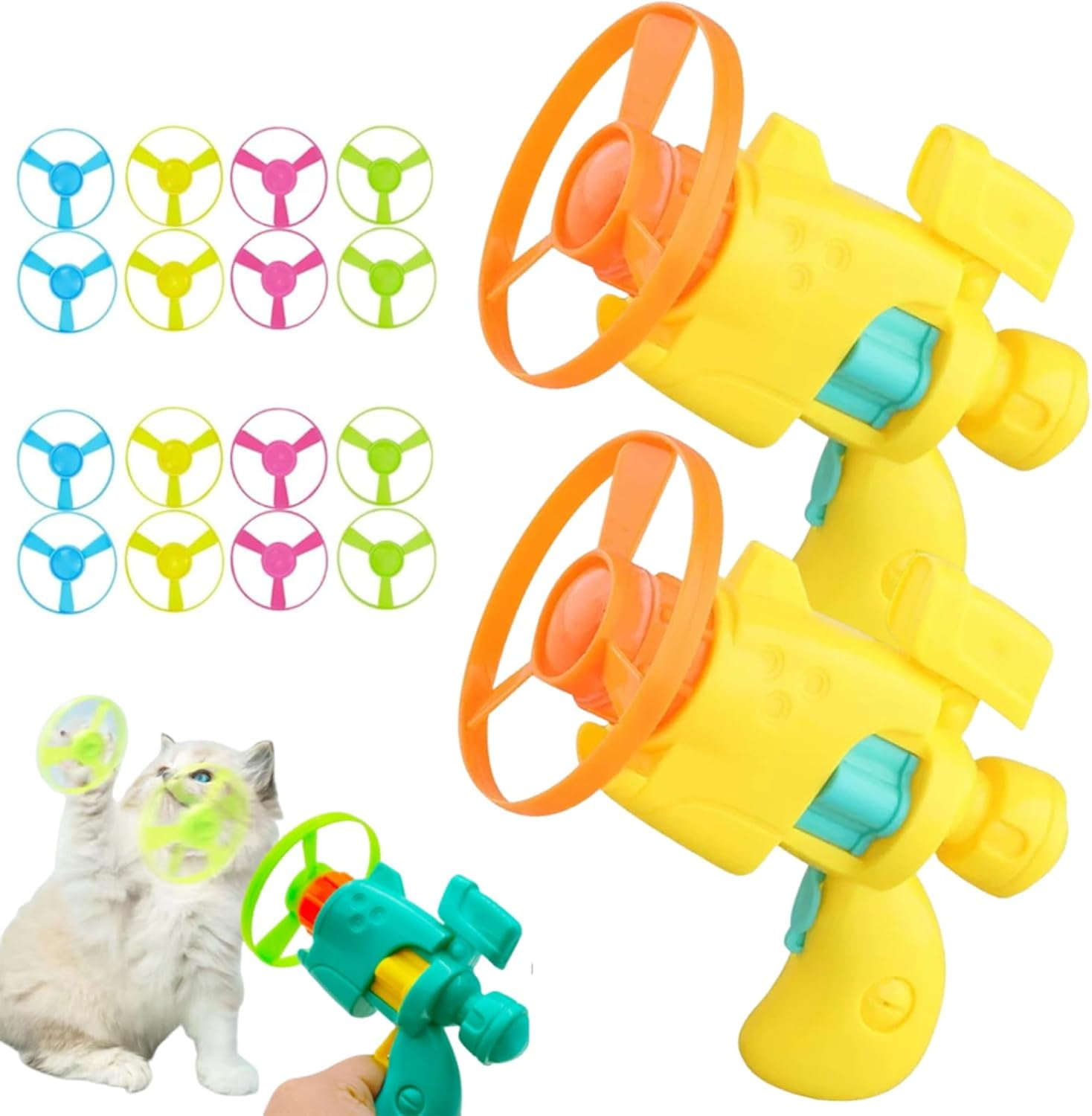Celerypet Light-Up Flying Disc Cat Launcher Set, Celery Pets Cat Toy ...