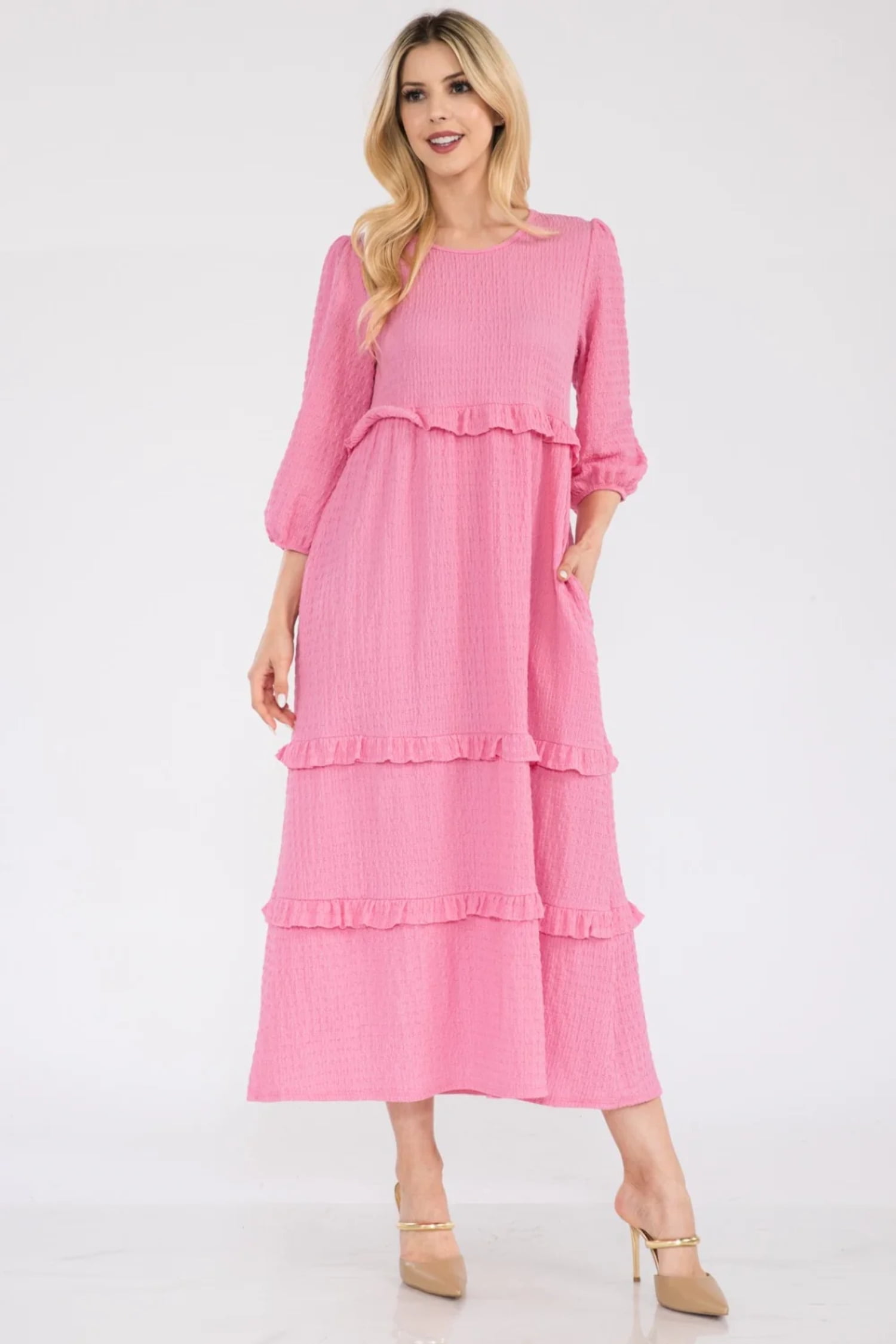 Celeste Full Size Tiered Ruffle Midi Dress