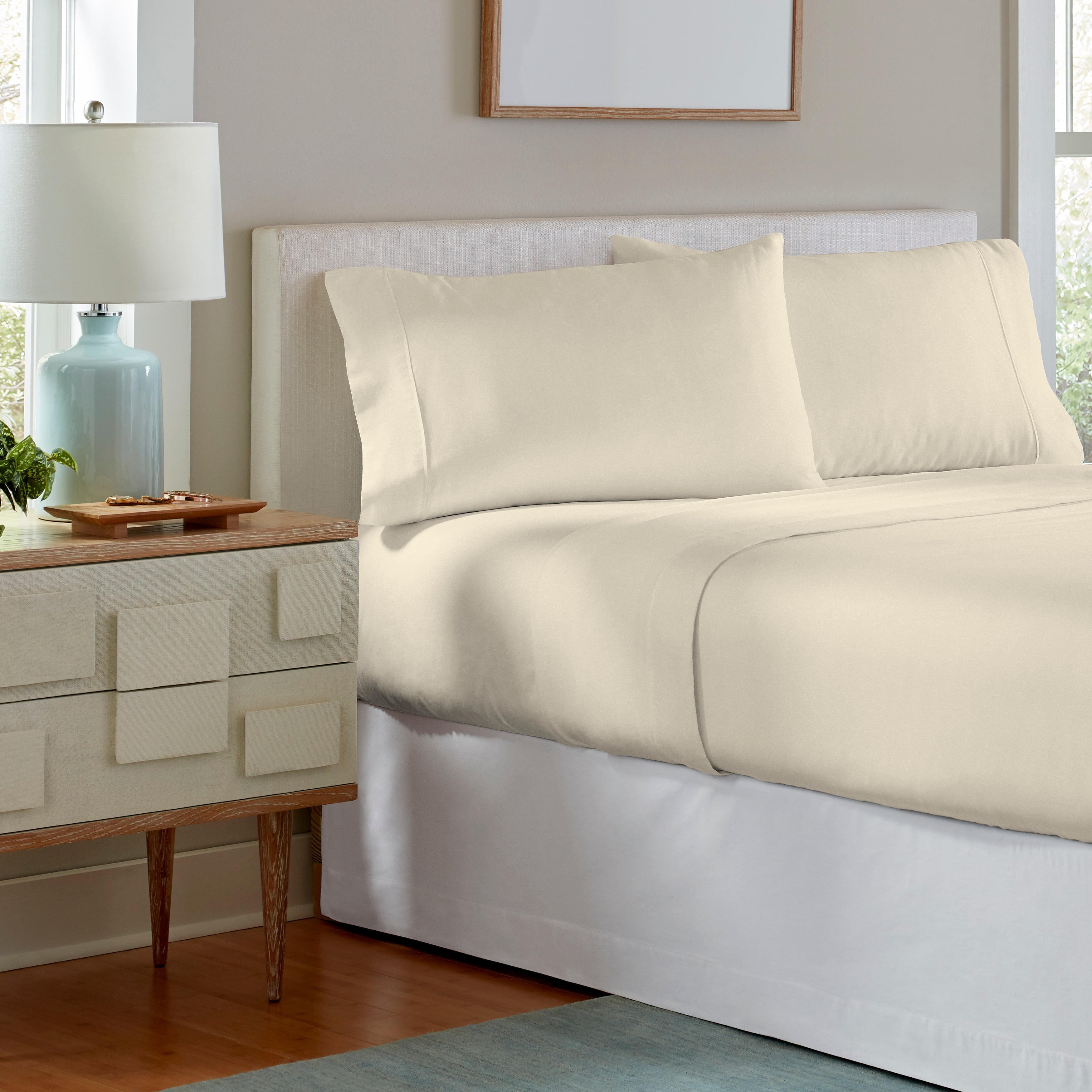 Celeste Home 190 GSM Cotton Flannel Velvet Feel Bed Sheet Set Ivory King Flannel - Walmart.com