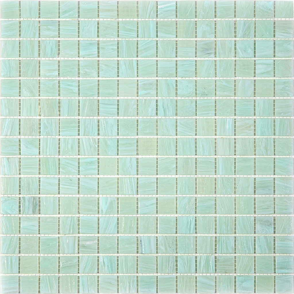 Celestial 12 in. x 12 in. Glossy Light Pistachio Green Glass Mosaic ...