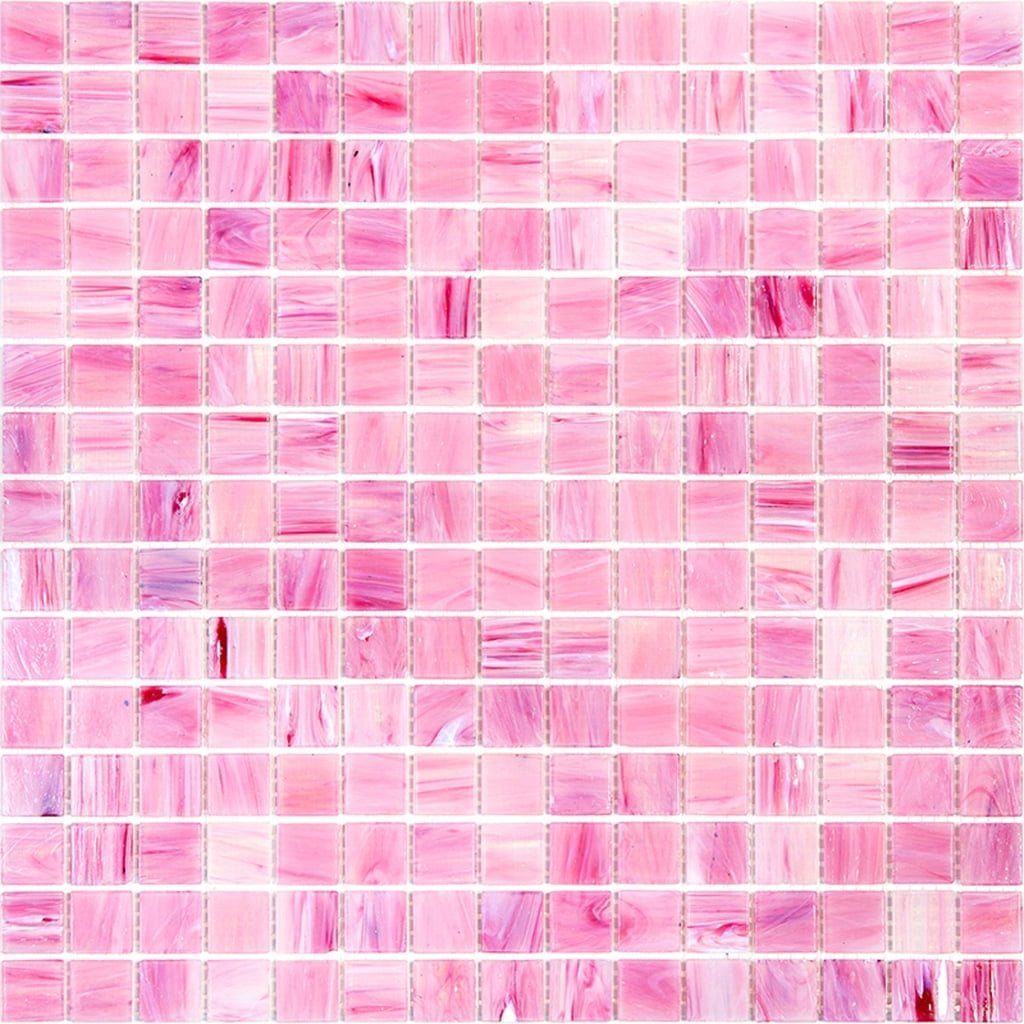 Celestial 12 in. x 12 in. Glossy Light Red Glass Mosaic Wall and Floor ...