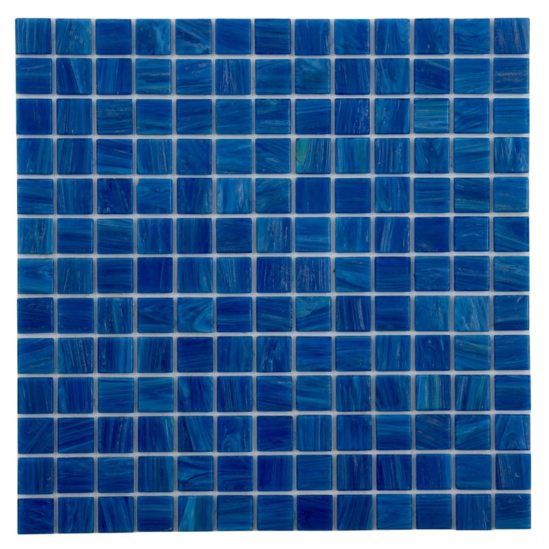 Celestial 12 in. x 12 in. Glossy Trypan Blue Glass Mosaic Wall and ...