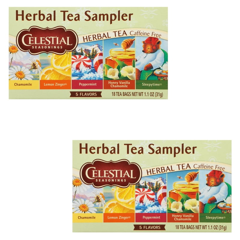 Celestial Seasonings Herbal Tea Sampler, Caffeine-Free Herbal Tea Bags ...